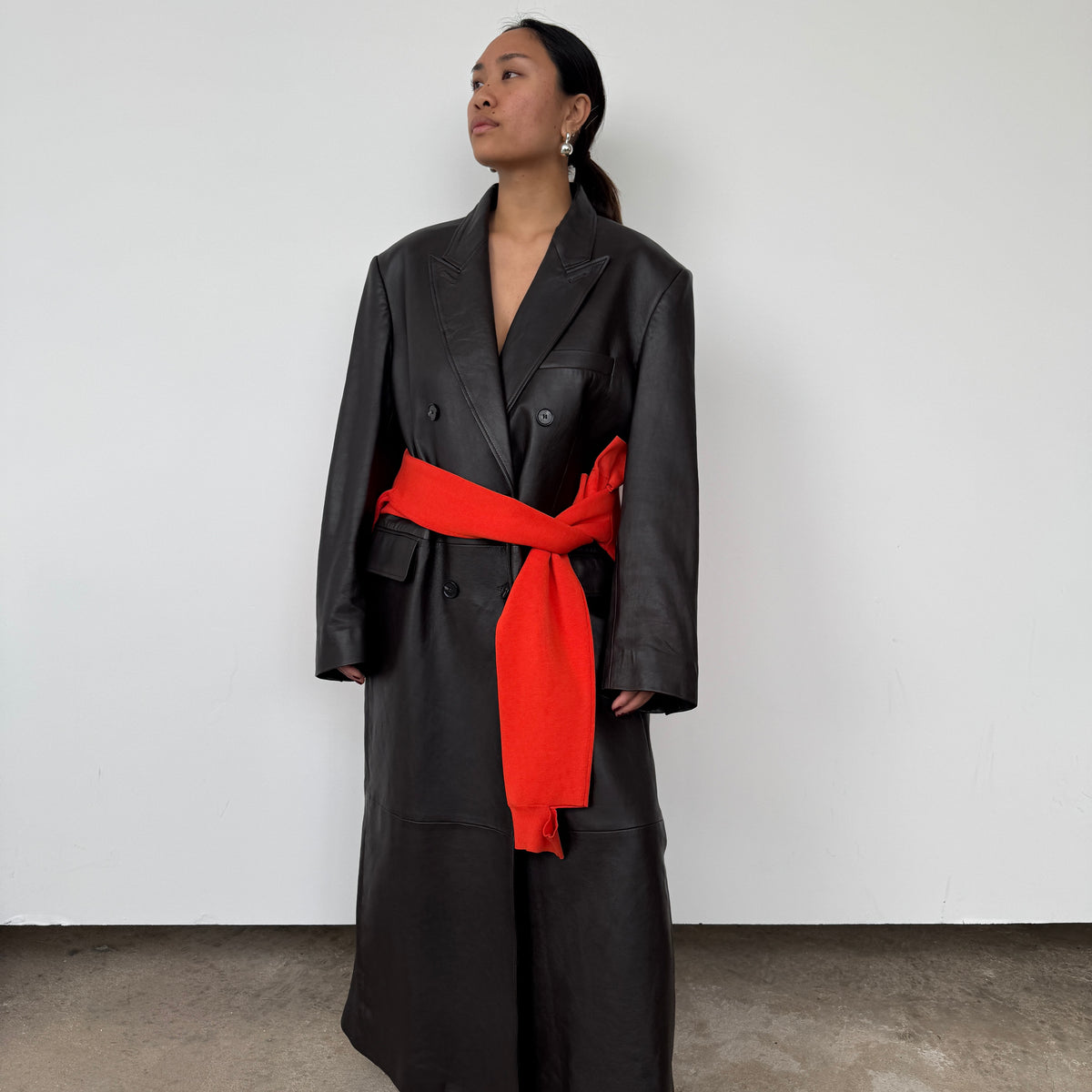 Cos Brown Double Breasted Leather Coat | UK 14 – Curate & Rotate